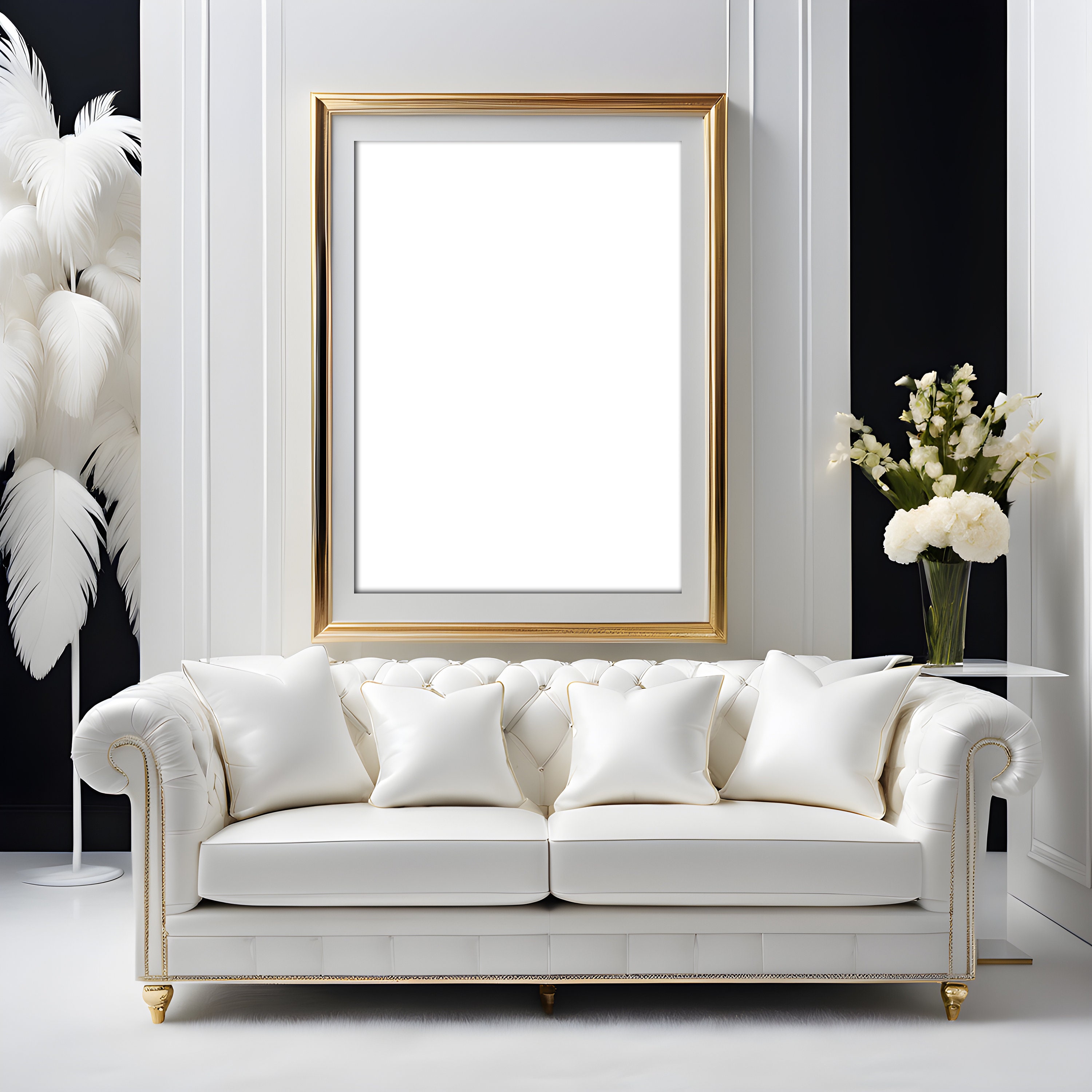 Mockup Luxury Frame ,wall Frame Template, Luxury Living Room Mockup ...