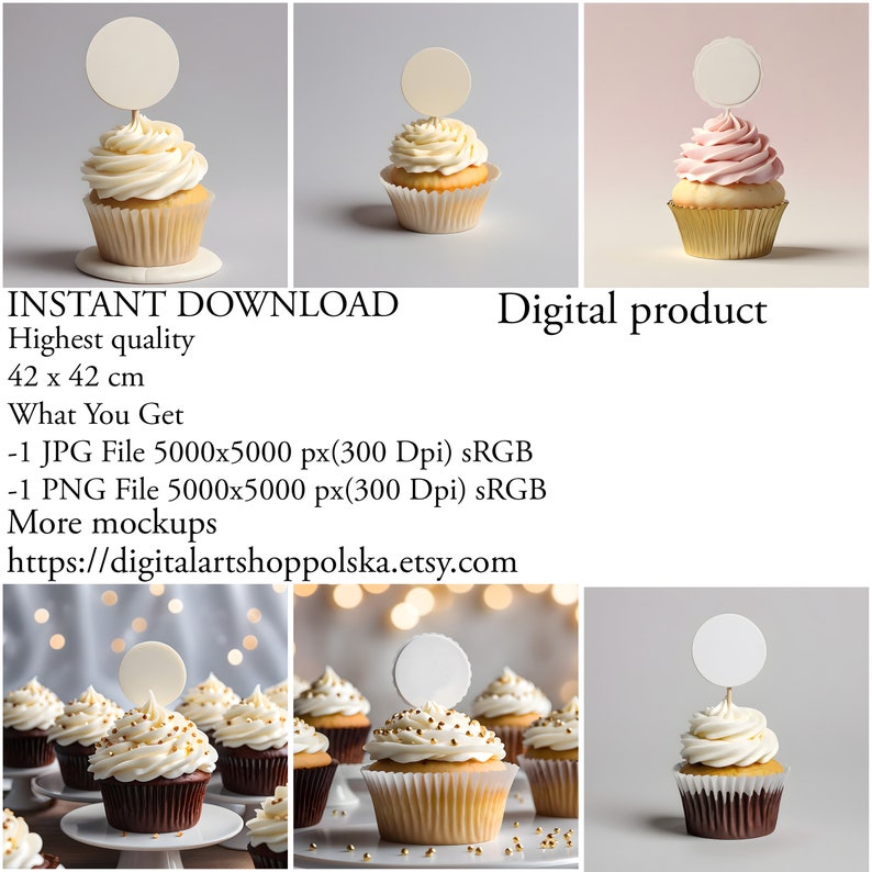 Cupcake Topper Mockup,blank Cupcake Topper,cupcake Mockup,personalized ...