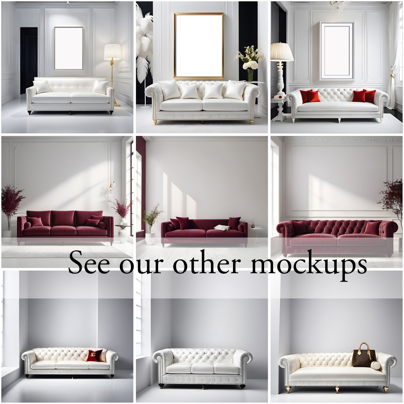 Interior Design, Room Mockup, Modern Living, Luxury Room, Poster Mockup ...