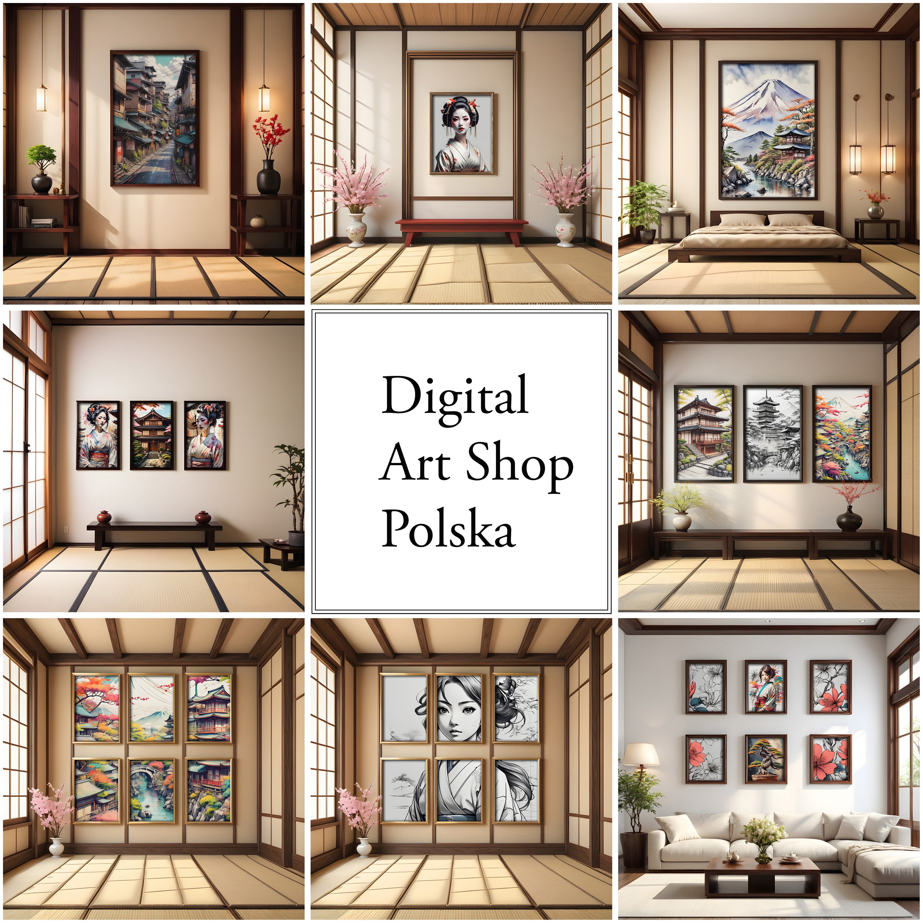 Japanese Style Room Mockup | Wall Frame Template | Digital Download - Etsy