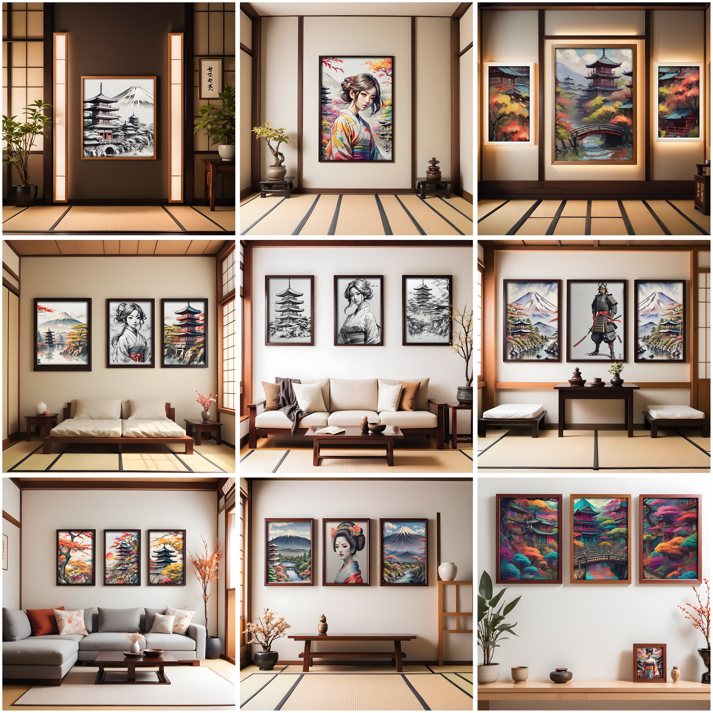 Japanese Style Room Mockup | Wall Frame Template | Digital Download - Etsy