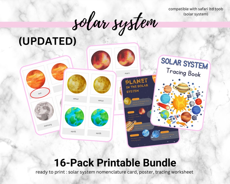 Solar System (UPDATED). Montessori Cards. Nomenclature Flashcard ...