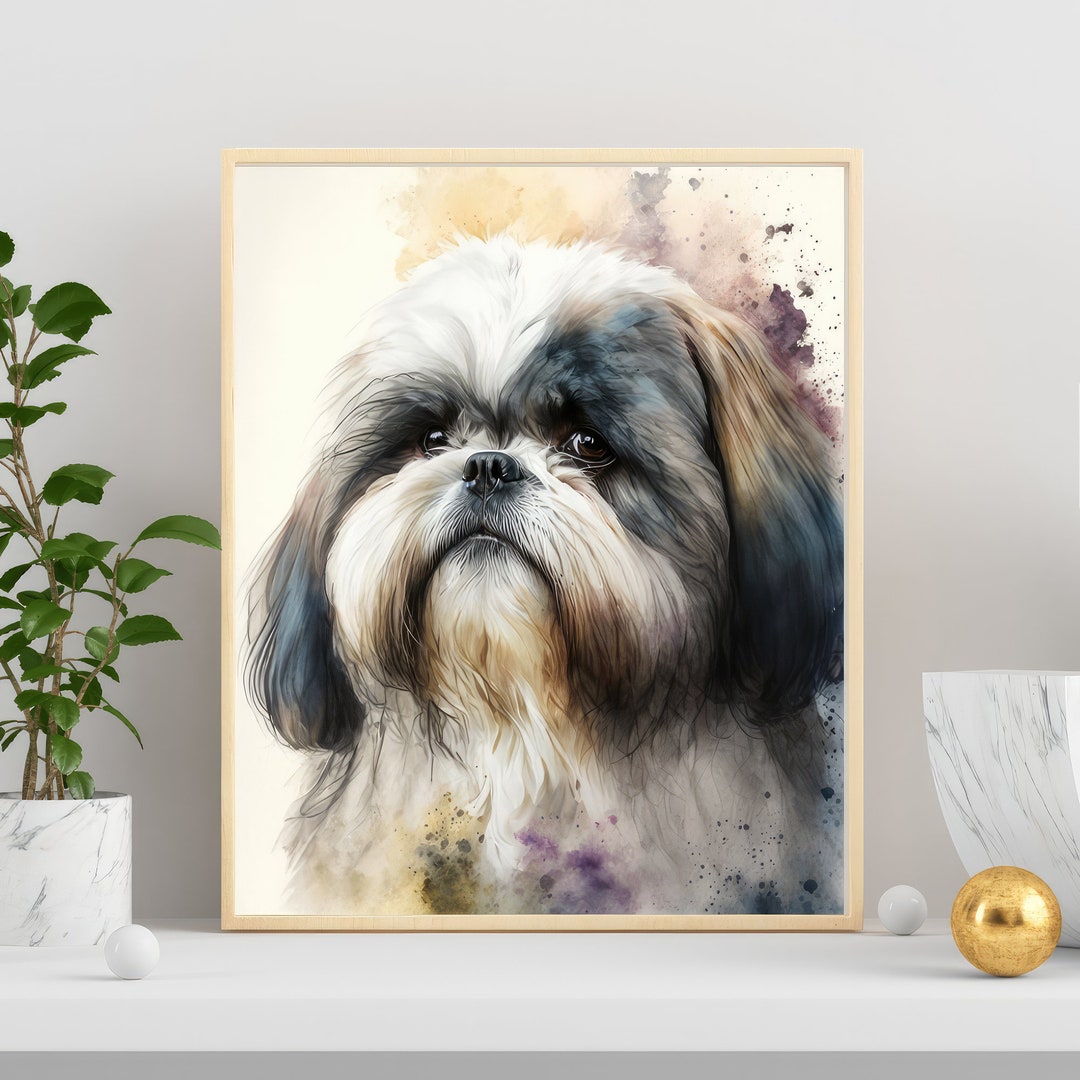Shih Tzu Watercolor Art Print Printable Water Color Gift Shih Tzu Wall ...
