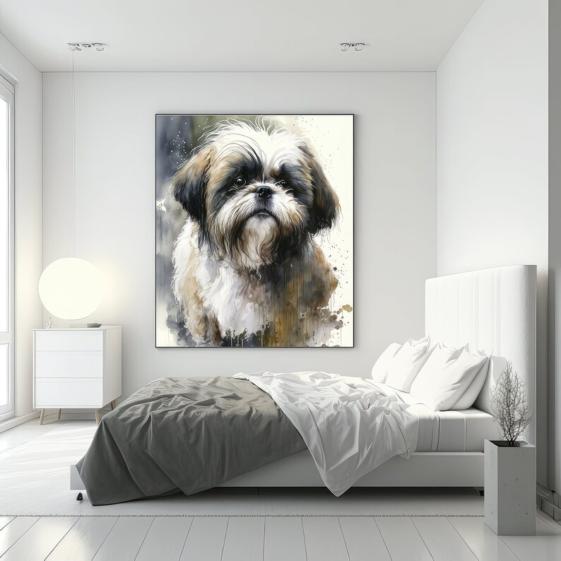 Shih Tzu Watercolor Art Print Printable Water Color Gift Shih Tzu Wall ...
