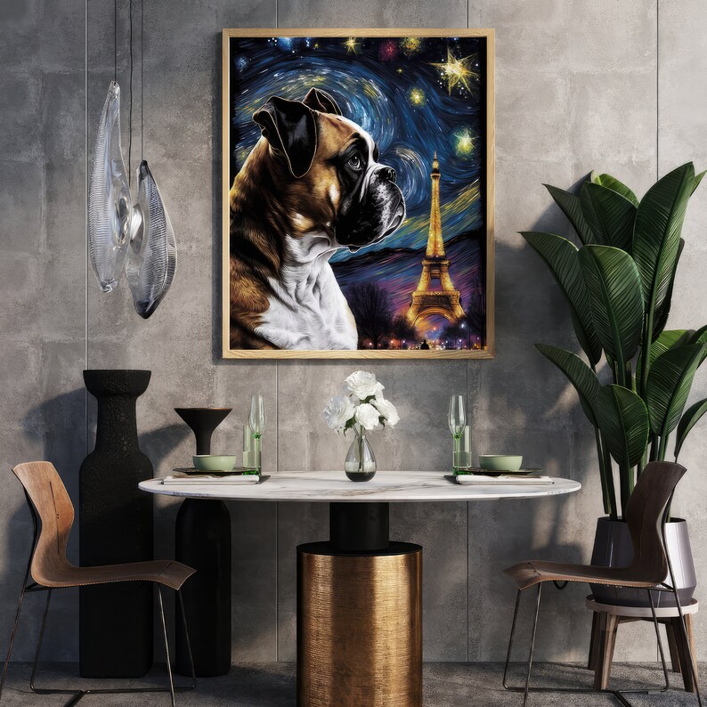 Boxer Wall Art Starry Night Portrait Dog Room Decor Printable ...