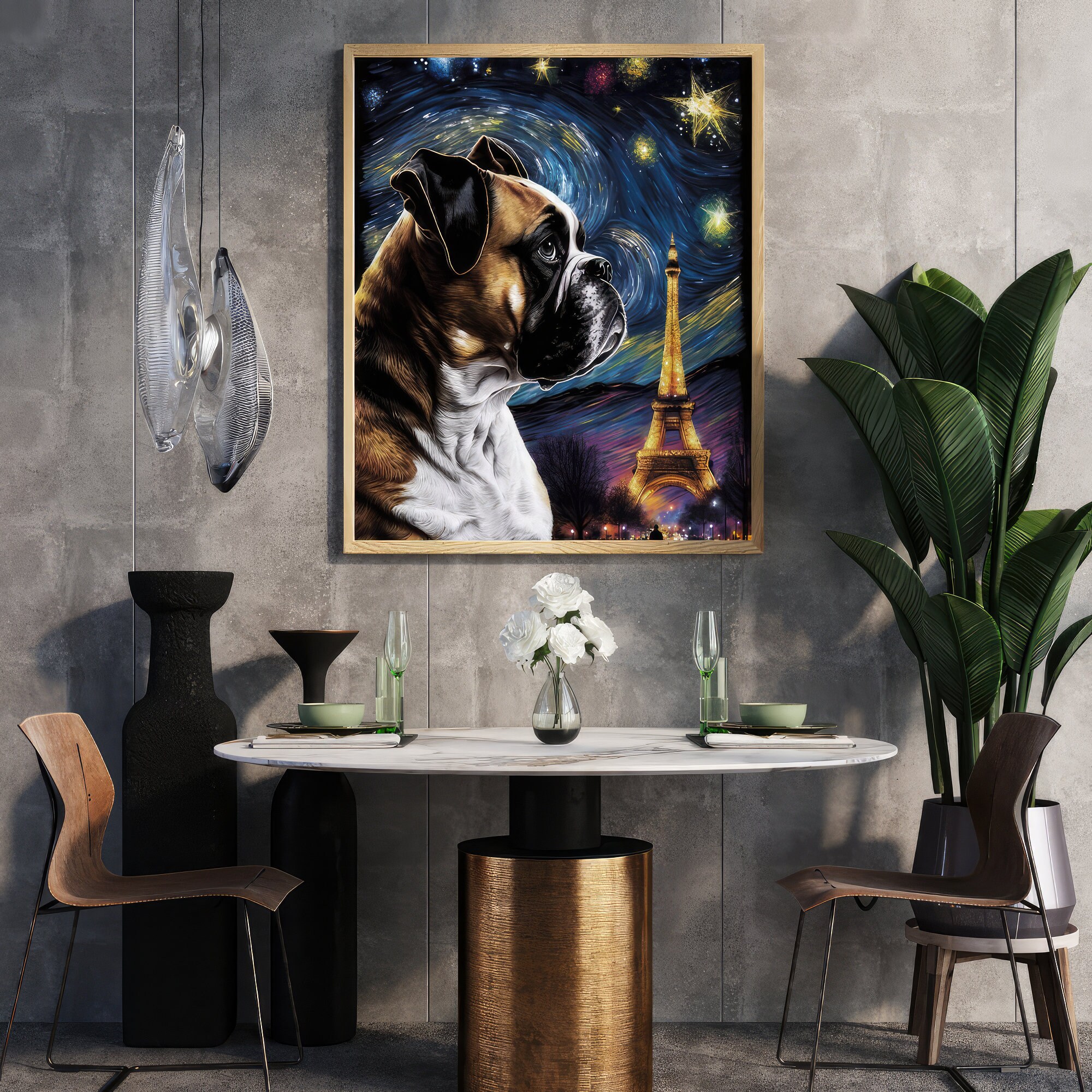 Boxer Wall Art Starry Night Portrait Dog Room Decor Printable ...
