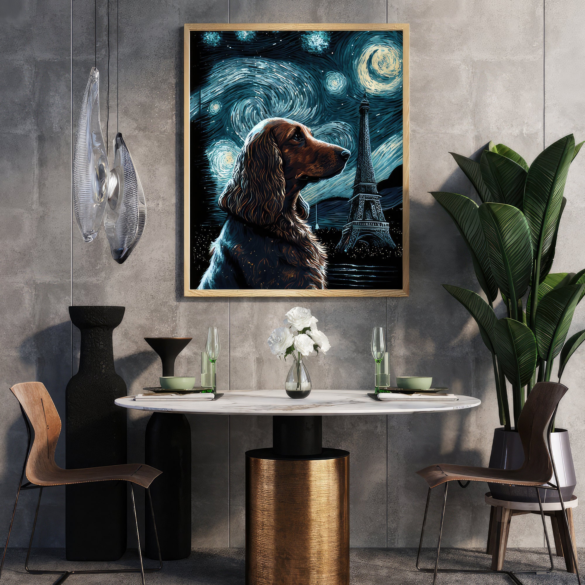 Cocker Spaniel Wall Art Starry Night Portrait Dog Decor Printable ...