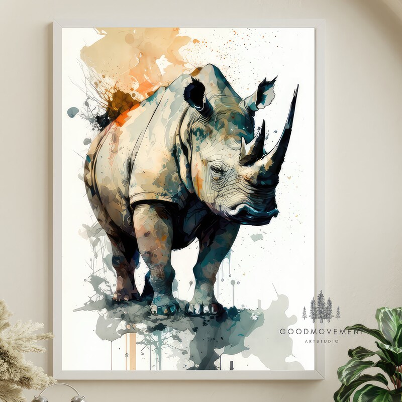 Rhino Print - Etsy