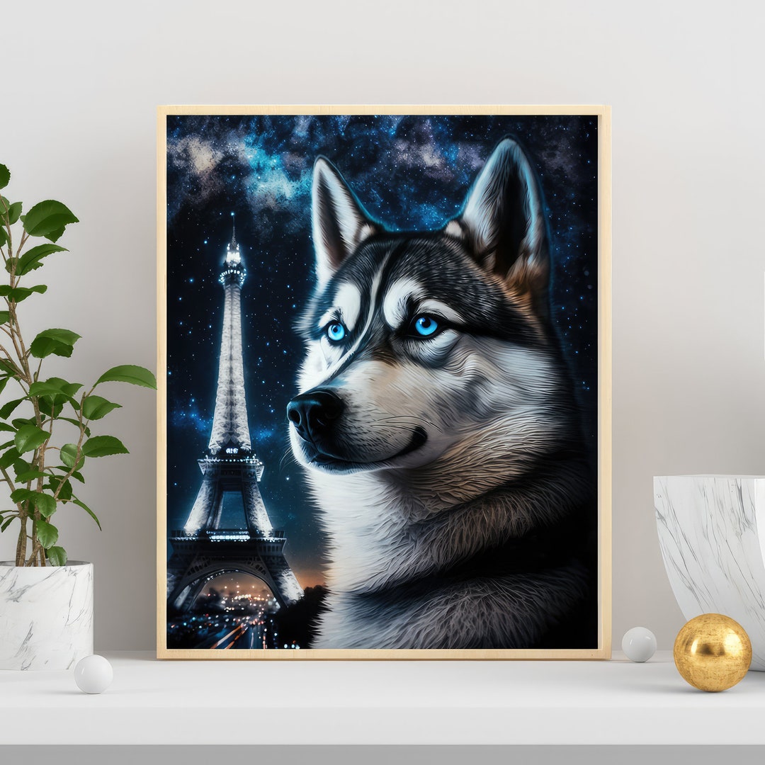 Siberian Husky Wall Art Starry Night Portrait Dog Decor Printable ...