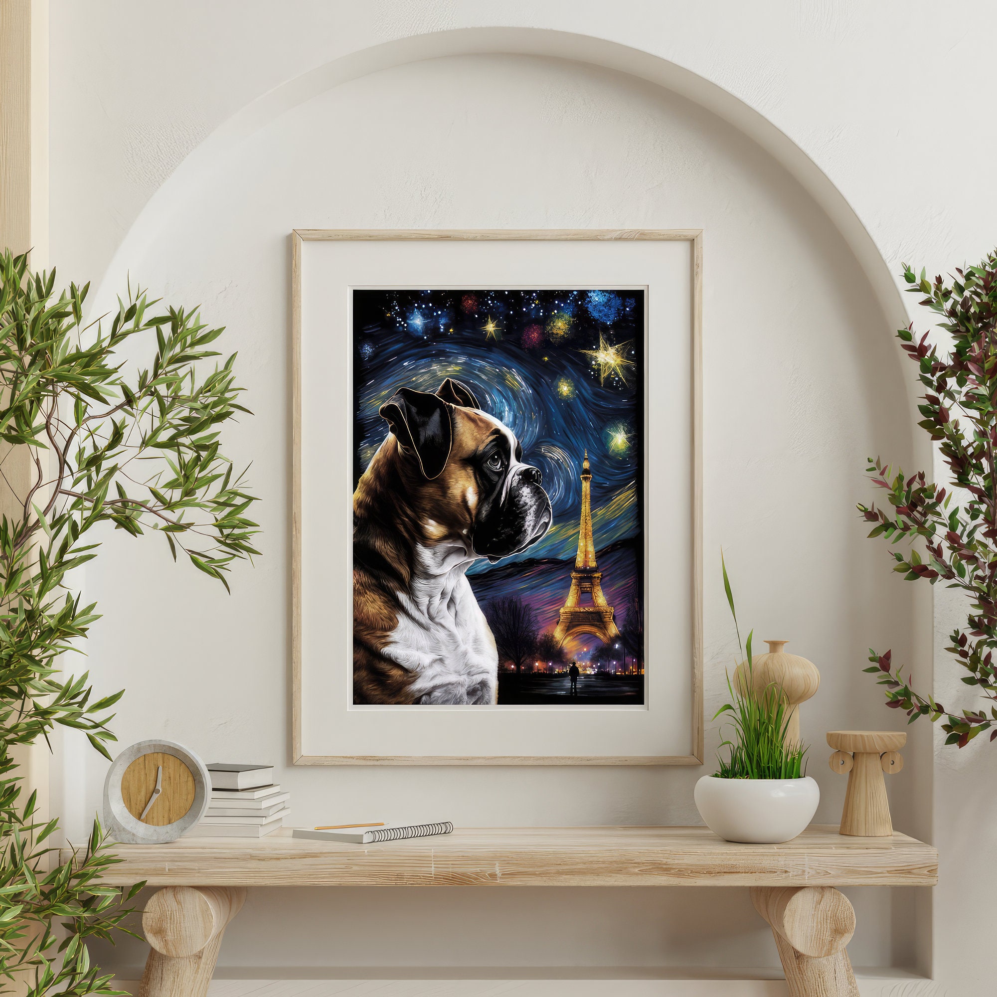 Boxer Wall Art Starry Night Portrait Dog Room Decor Printable ...