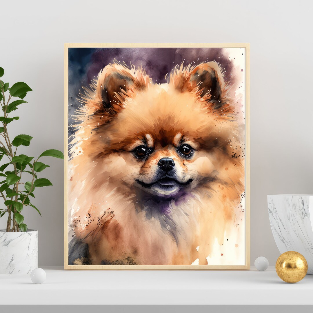 Pomeranian Color Art Print Printable Water Color Gift Wall Art Nursery ...