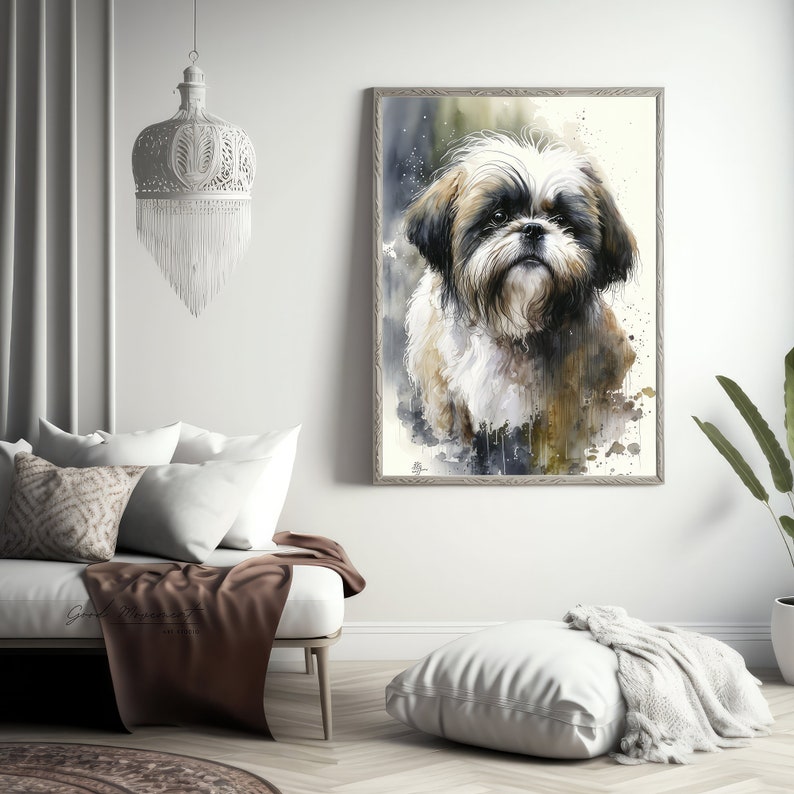 Shih Tzu Watercolor Art Print Printable Water Color Gift Shih Tzu Wall ...