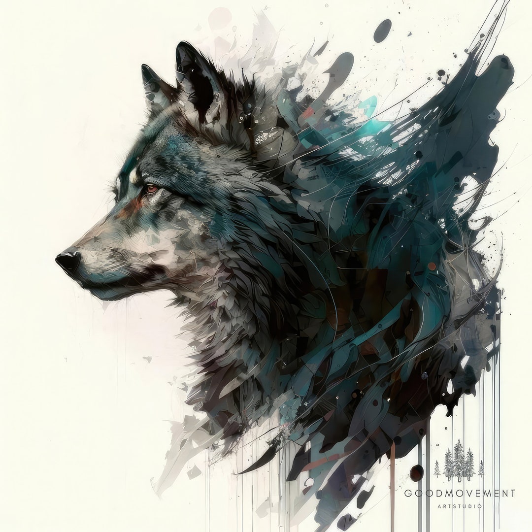 Wolf Watercolor Art Print Printable Clipart Gift Wall Japanese Art ...