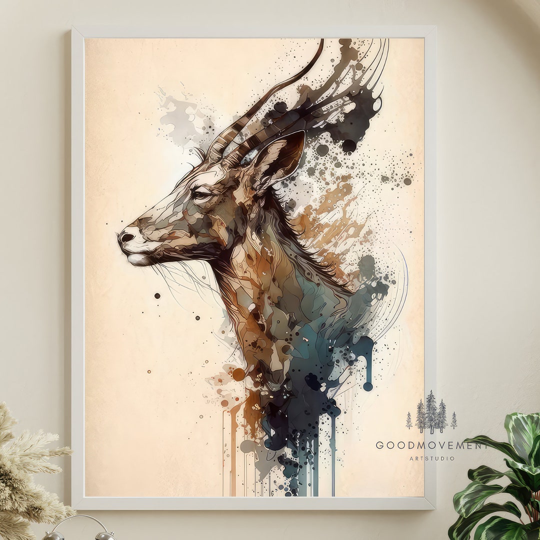 Antelope Watercolor Printable Antelope Art Print Instant Download ...