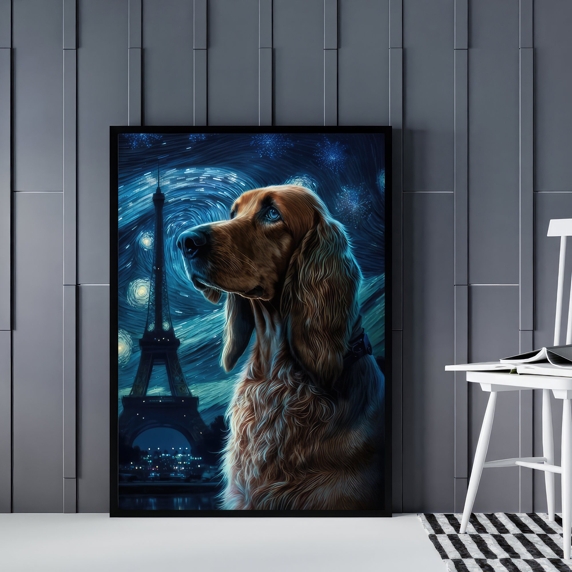 Cocker Spaniel Wall Art Starry Night Portrait Dog Decor Printable ...