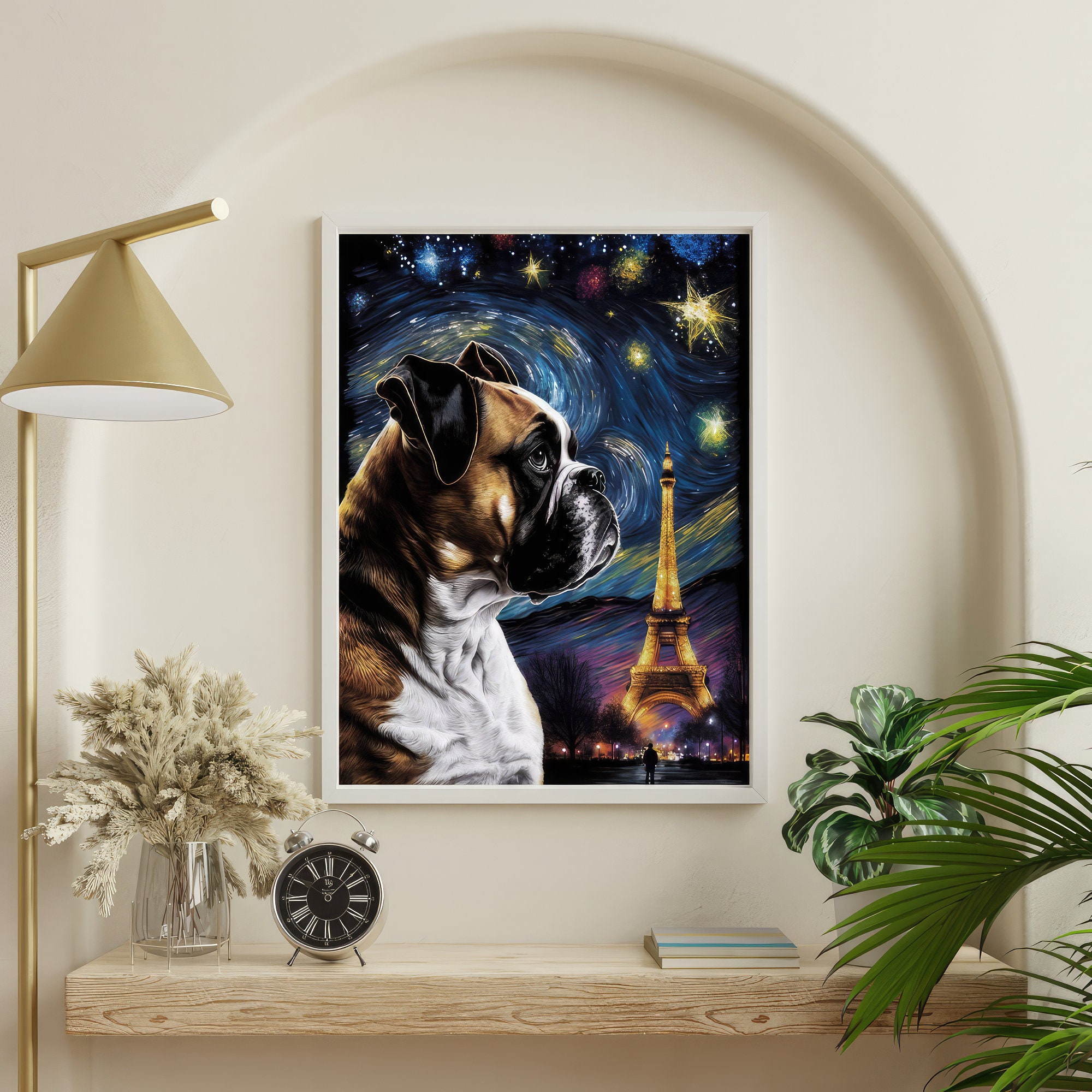 Boxer Wall Art Starry Night Portrait Dog Room Decor Printable ...