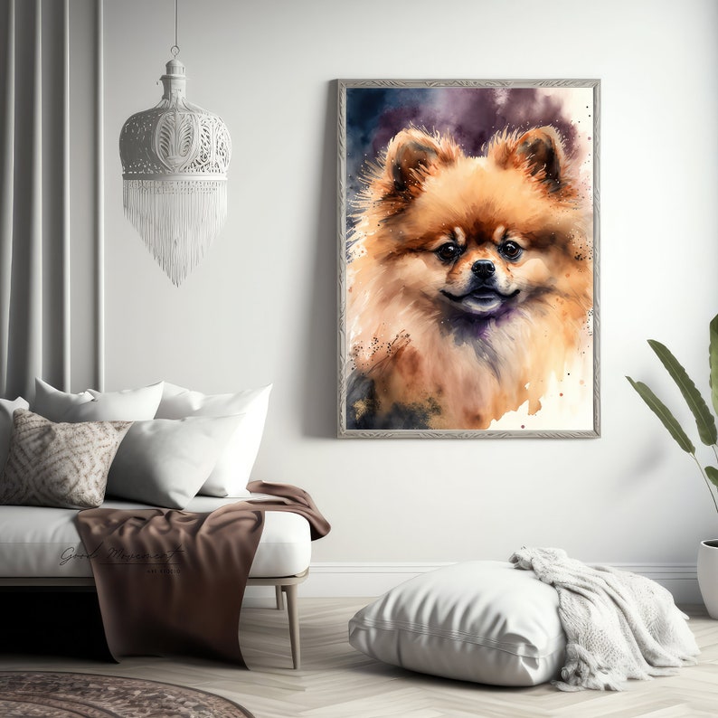 Pomeranian Color Art Print Printable Water Color Gift Wall Art Nursery ...