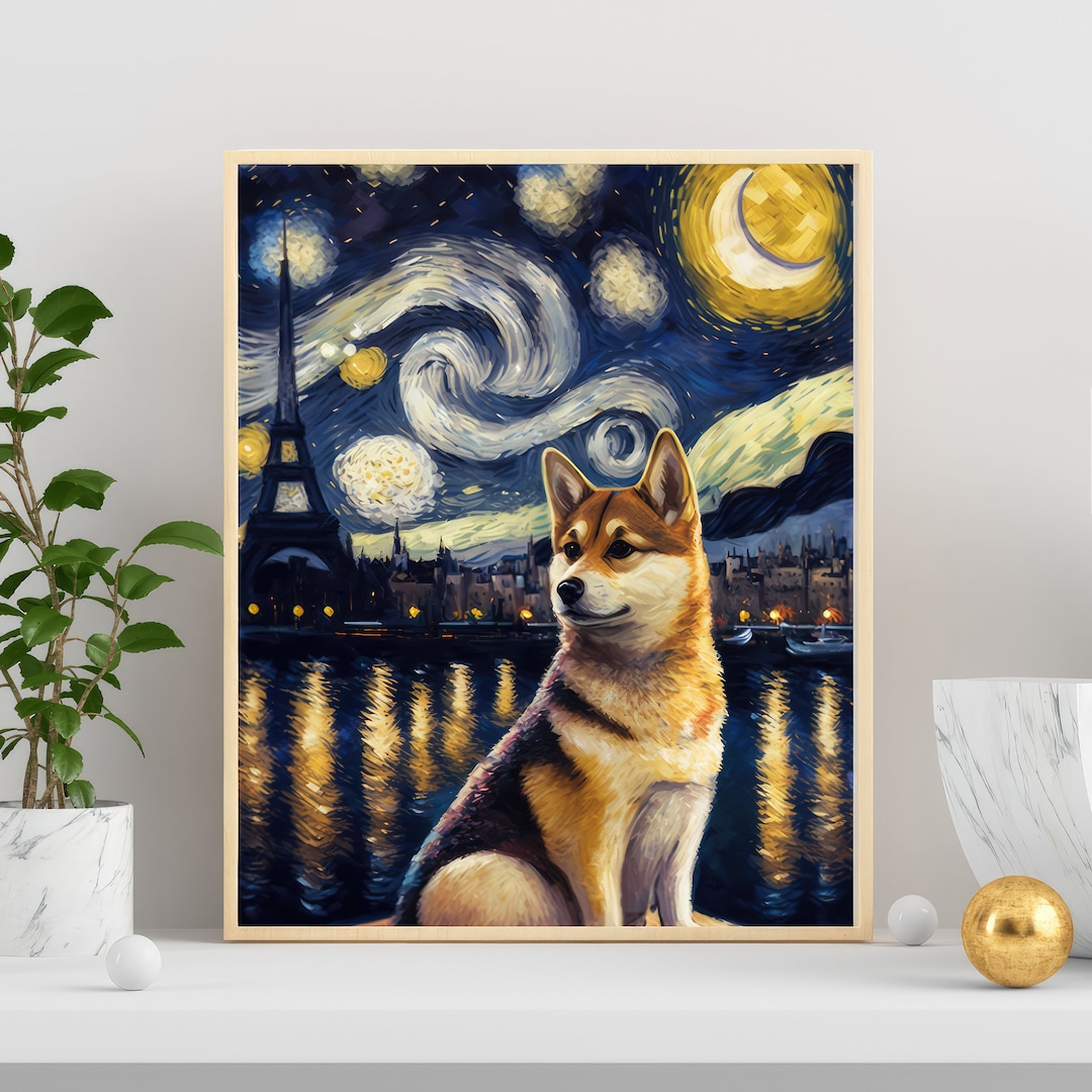 Shiba Inu Wall Art Starry Night Portrait Dog Room Decor Printable ...