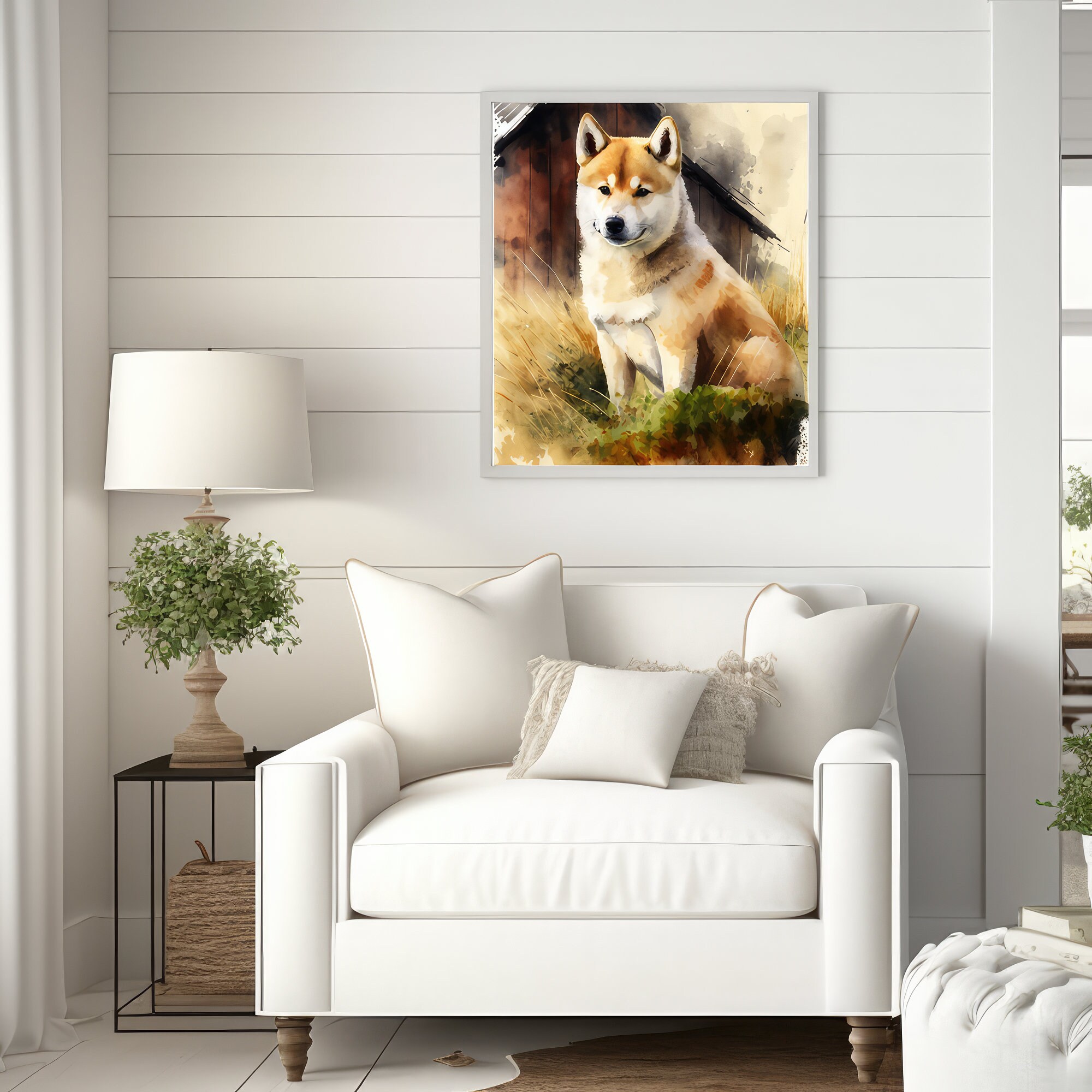 Shiba Inu Watercolor Art Print Printable Water Color Gift Shiba Inu ...
