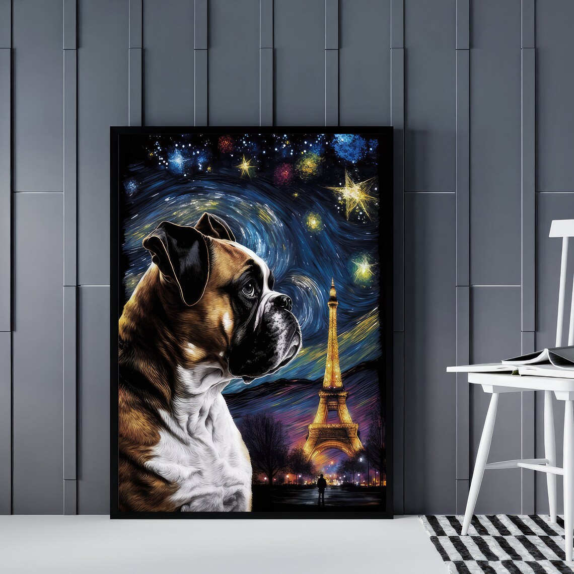 Boxer Wall Art Starry Night Portrait Dog Room Decor Printable ...