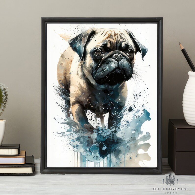 Pug Watercolor Printable Pug Art Print Instant Download Poster Wild ...
