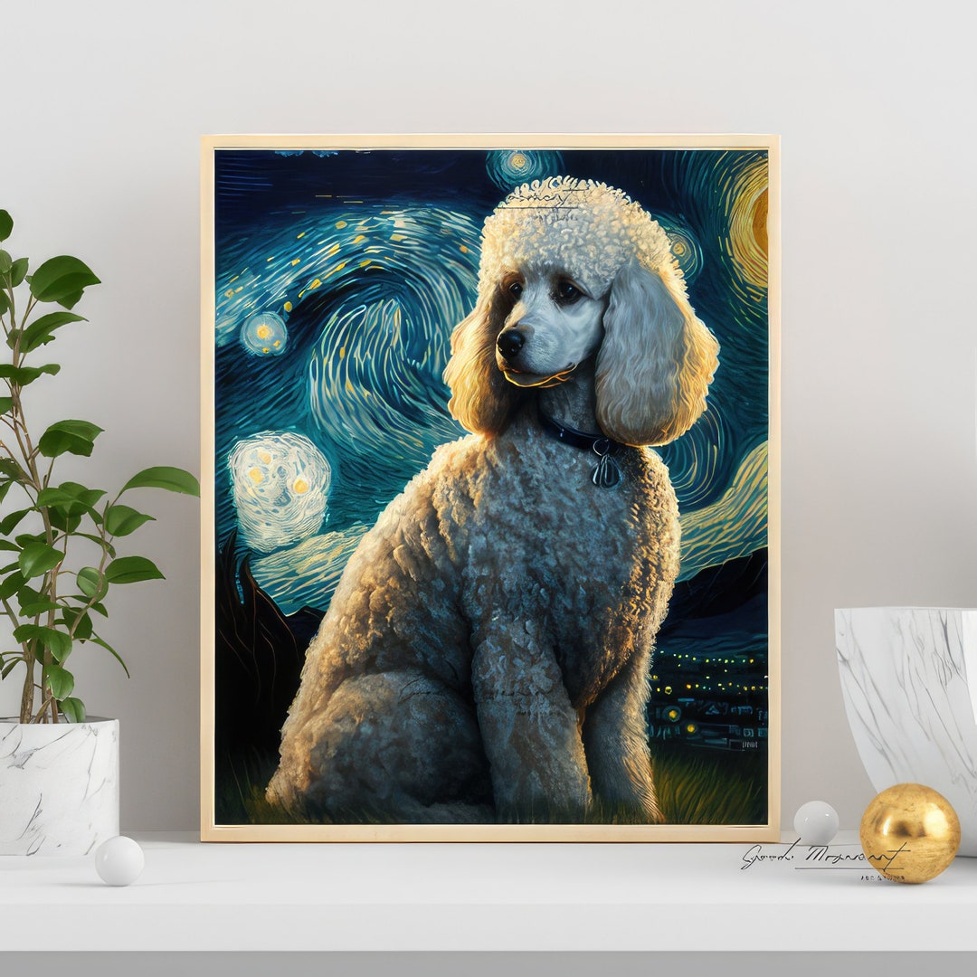 Starry Night Poodle Digital Art Print Celestial Canine Inspired by Van ...