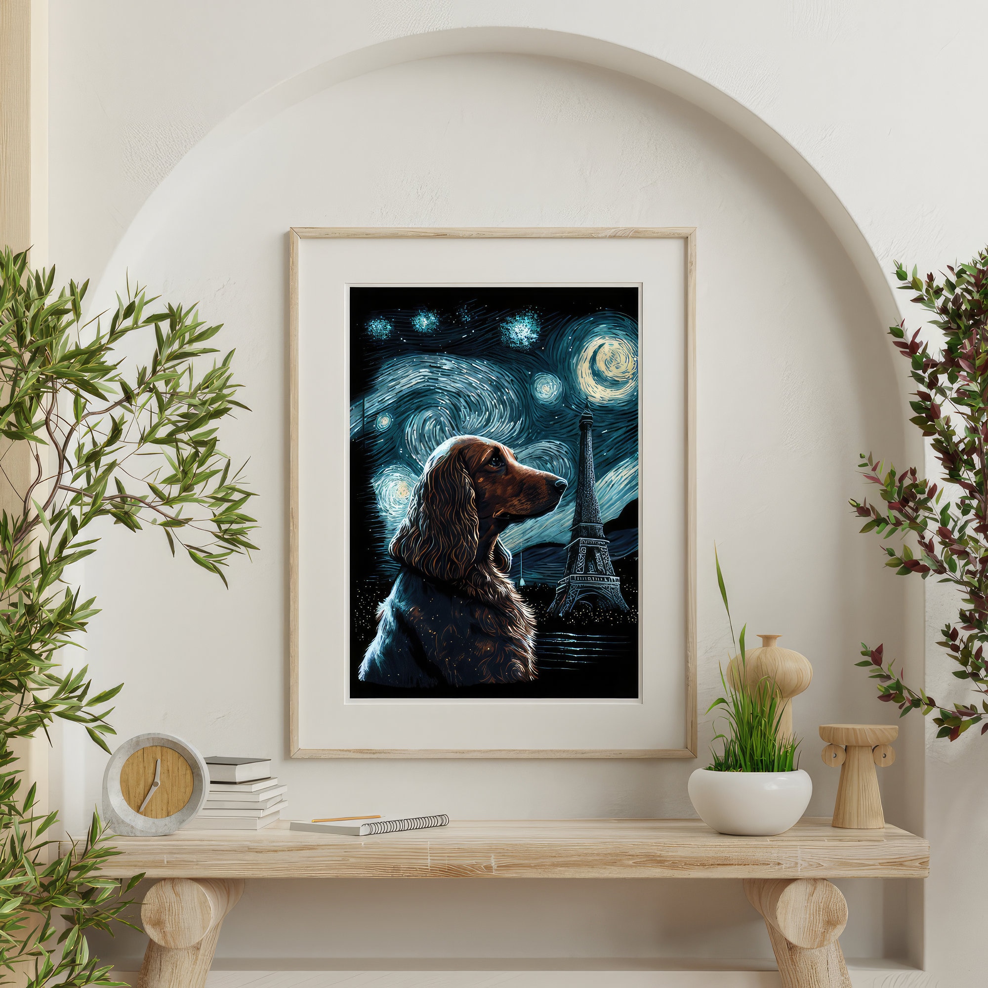 Cocker Spaniel Wall Art Starry Night Portrait Dog Decor Printable ...