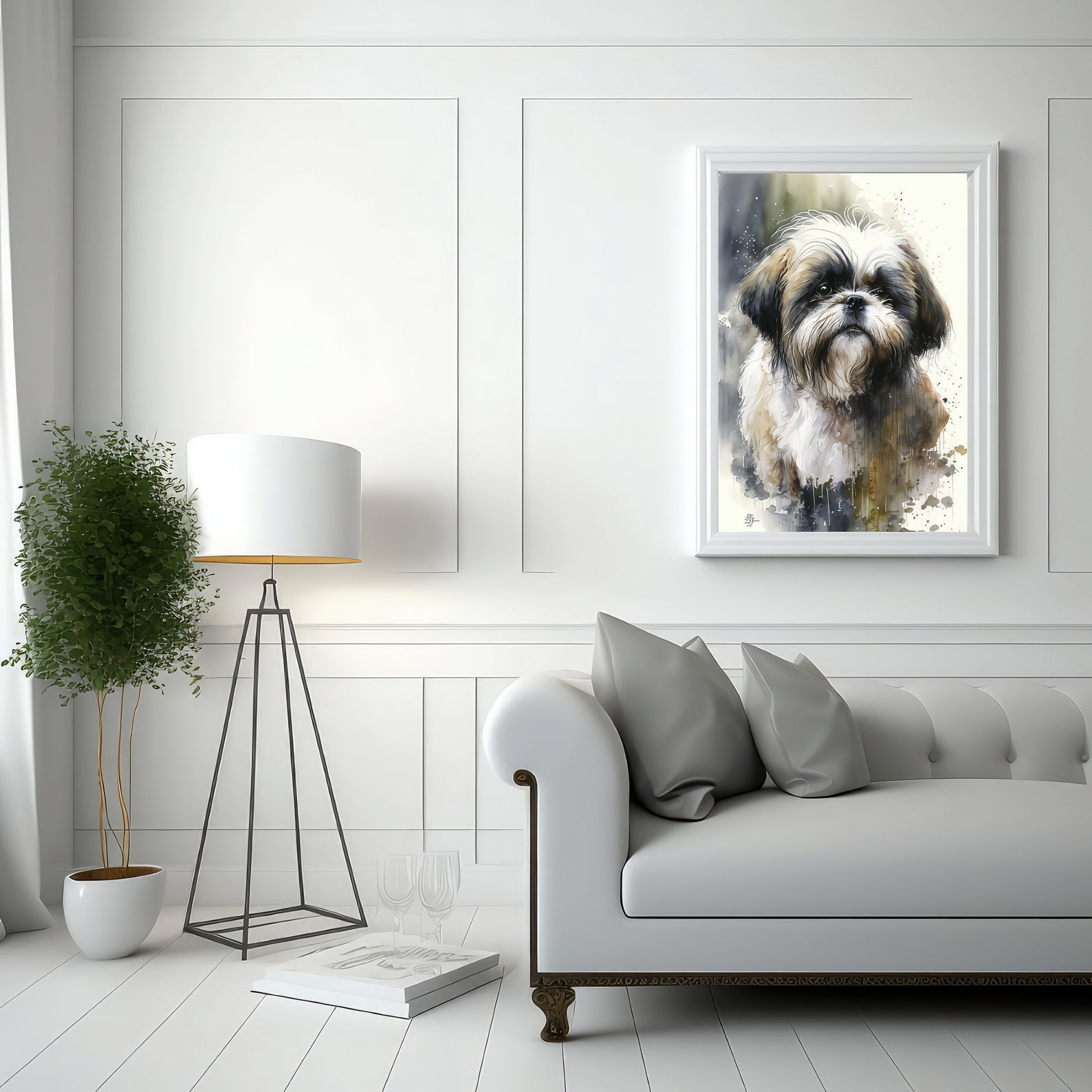 Shih Tzu Watercolor Art Print Printable Water Color Gift Shih Tzu Wall ...