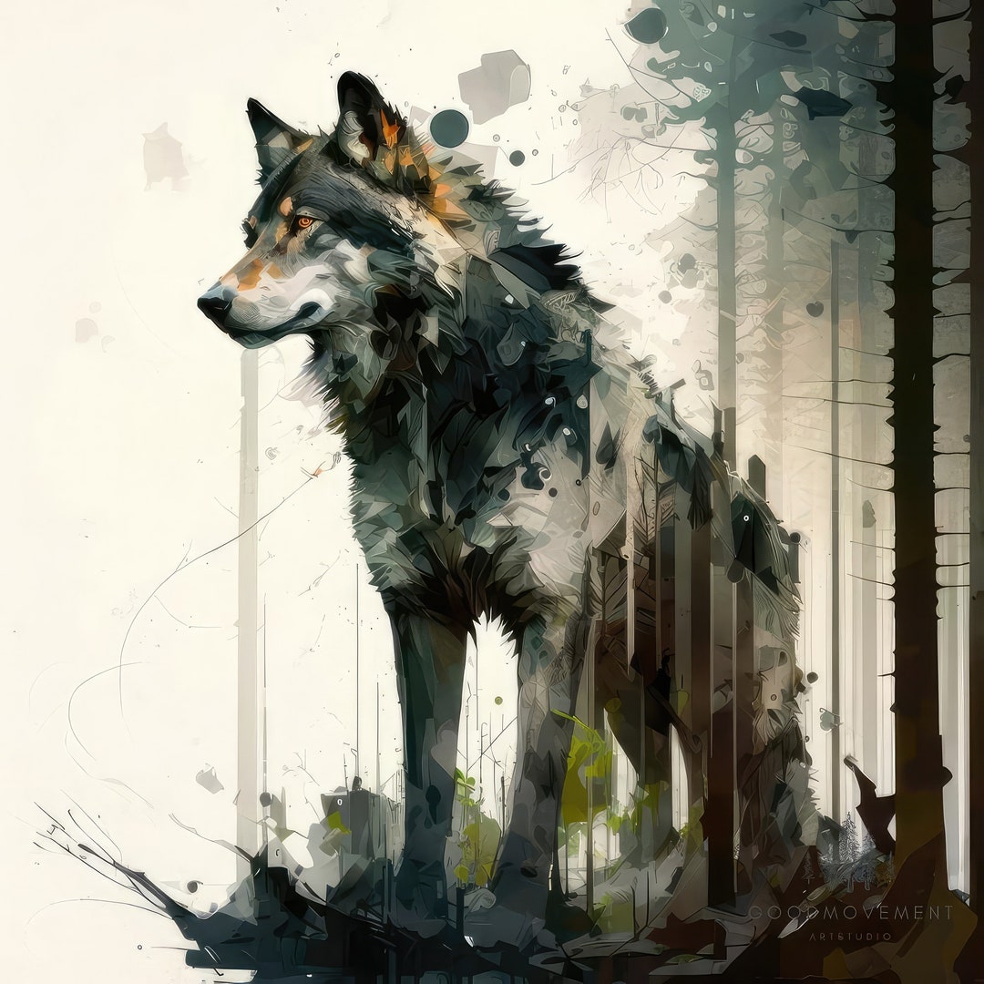 Wolf Watercolor Art Print Printable Clipart Gift Dire Wolf Wall ...