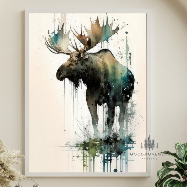 Moose Watercolor - Etsy