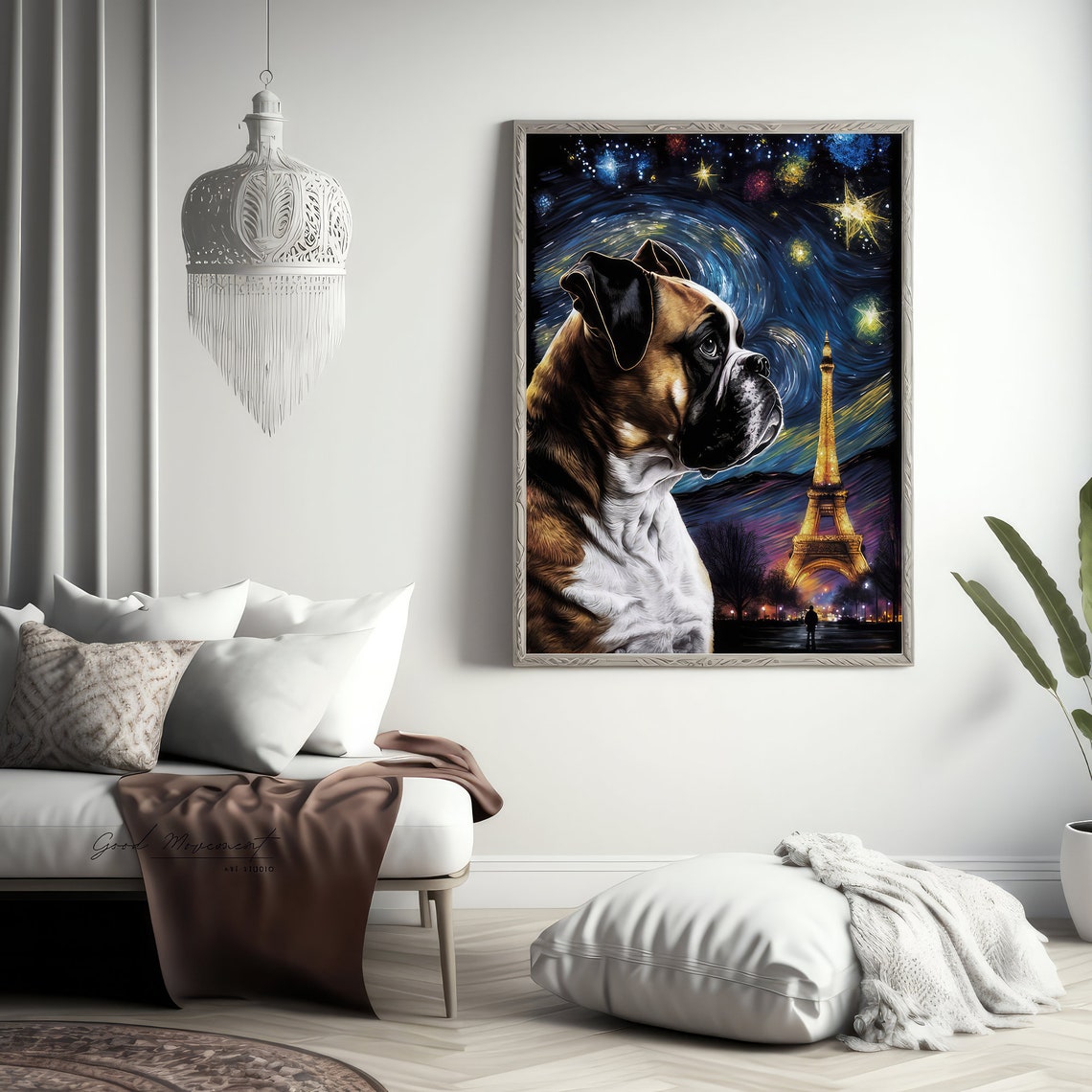 Boxer Wall Art Starry Night Portrait Dog Room Decor Printable ...