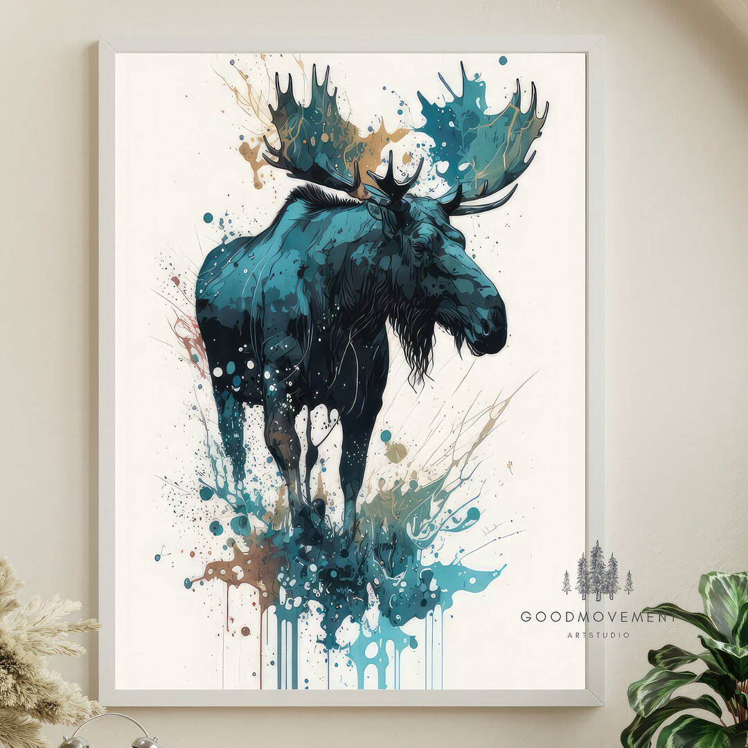 Moose Watercolor Printable Art Moose Print Instant Download Poster Wild ...