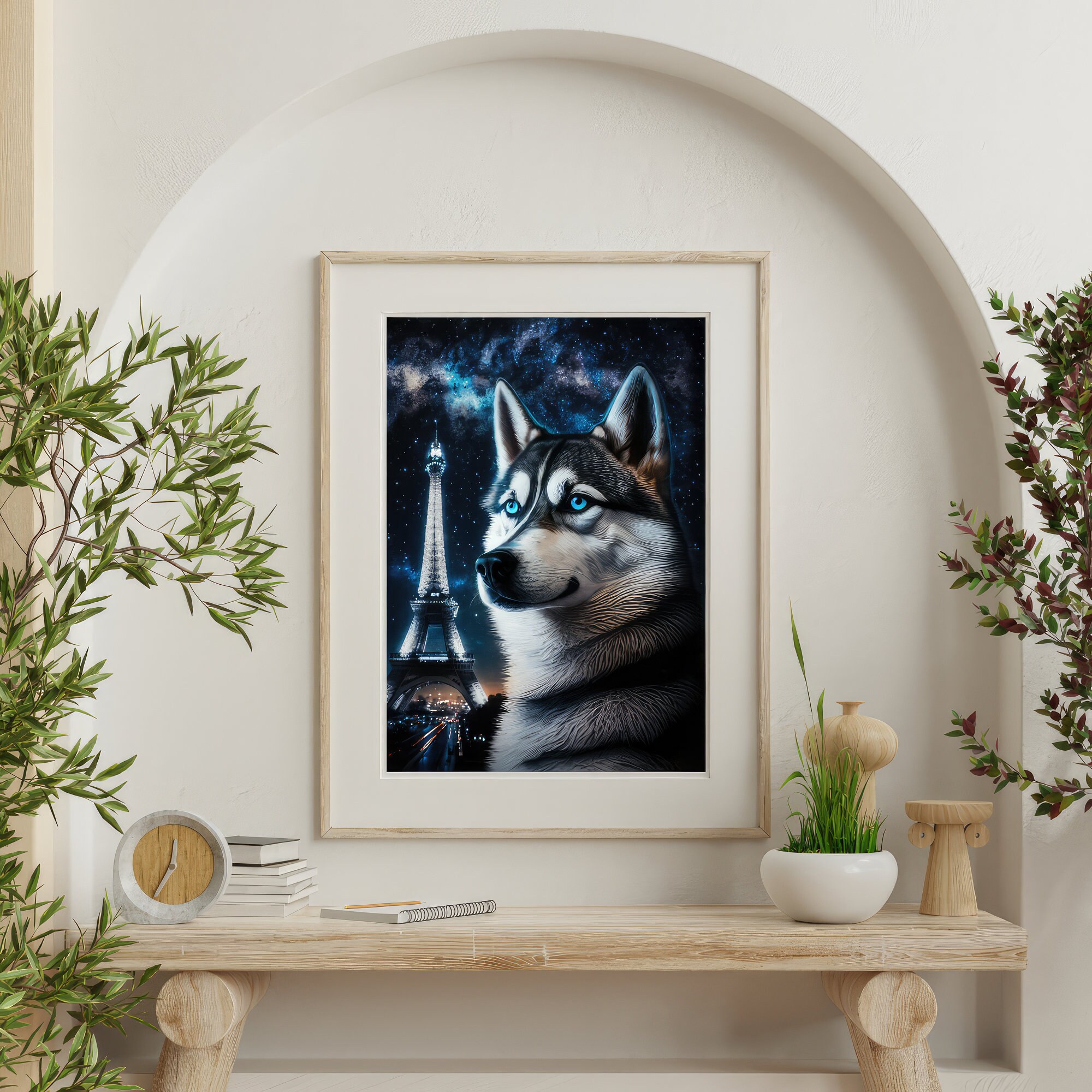 Siberian Husky Wall Art Starry Night Portrait Dog Decor Printable ...