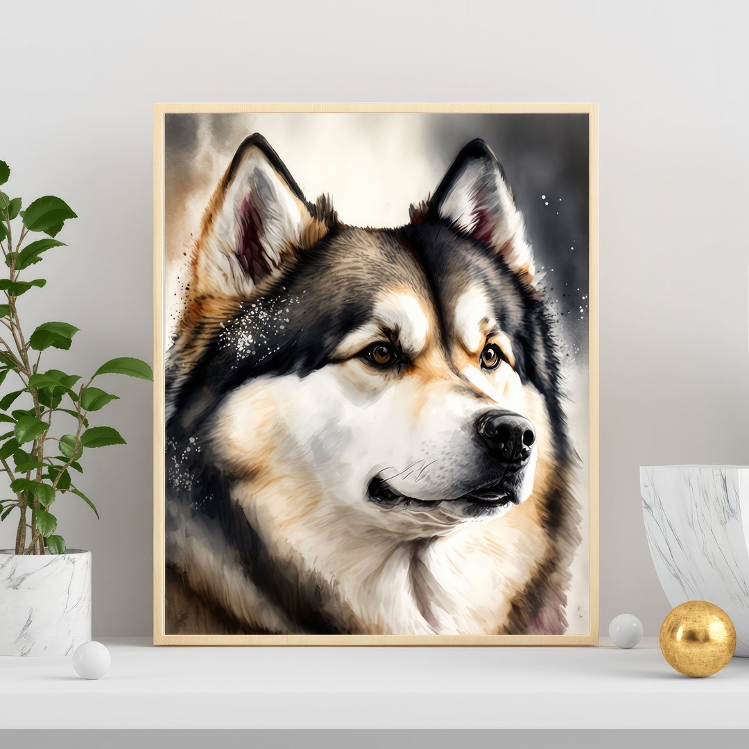 Siberian Husky Watercolor Art Print, Printable, Water Color Husky Room ...