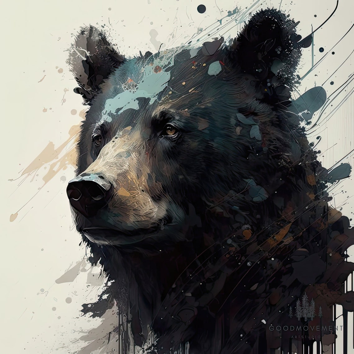 Black Bear Watercolor Printable Art Bear Print Instant Download Poster ...