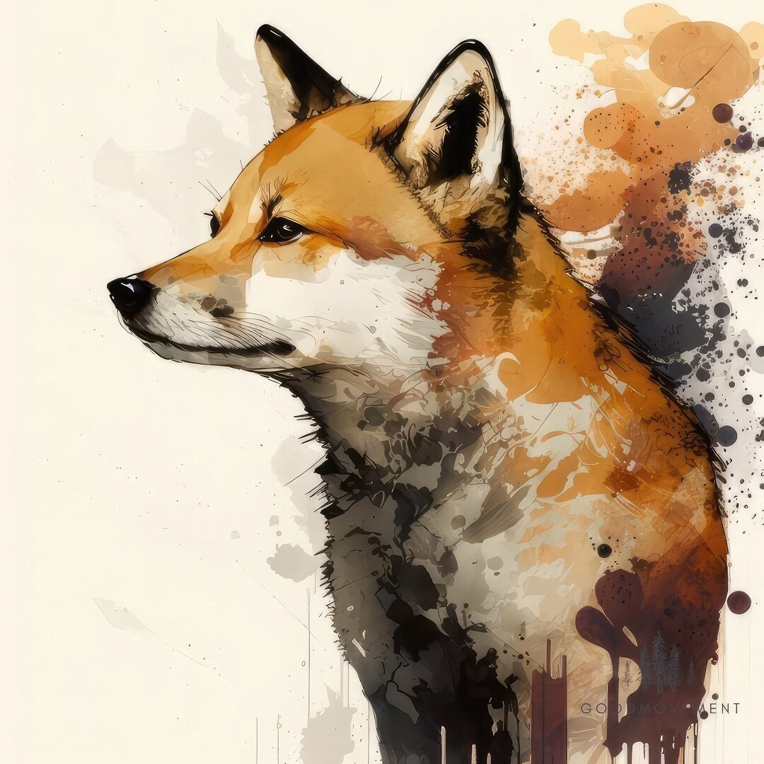 Shiba Inu Watercolor Art Print Printable Clipart Gift Wall Japanese Art ...