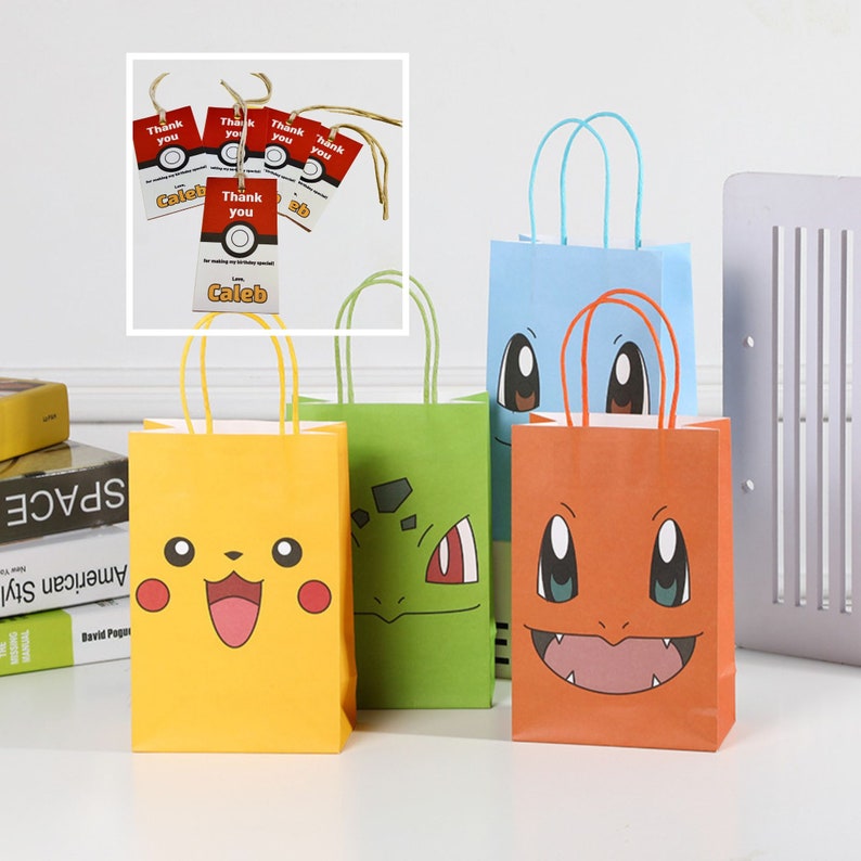 5 Pokemon Theme Favor Bag, Pokemon Gift Bag, Pokemon Birthday Party ...
