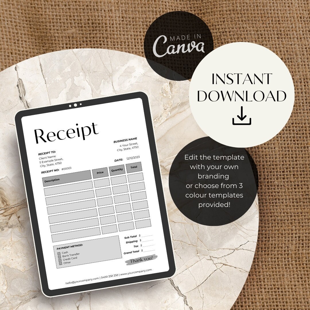 Modelo de recibo do Canva Download do modelo de fatura Pacote de ...