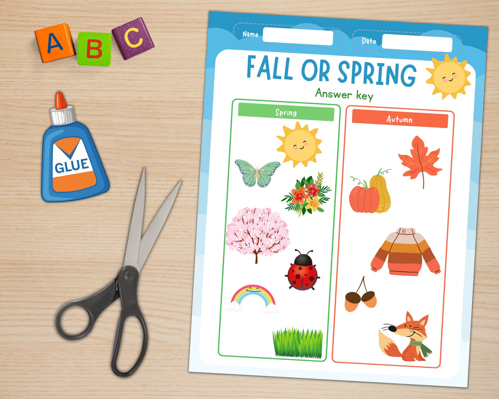 Four Seasons Sorting Activity | Cut and Paste | Seasons Matching Game ...
