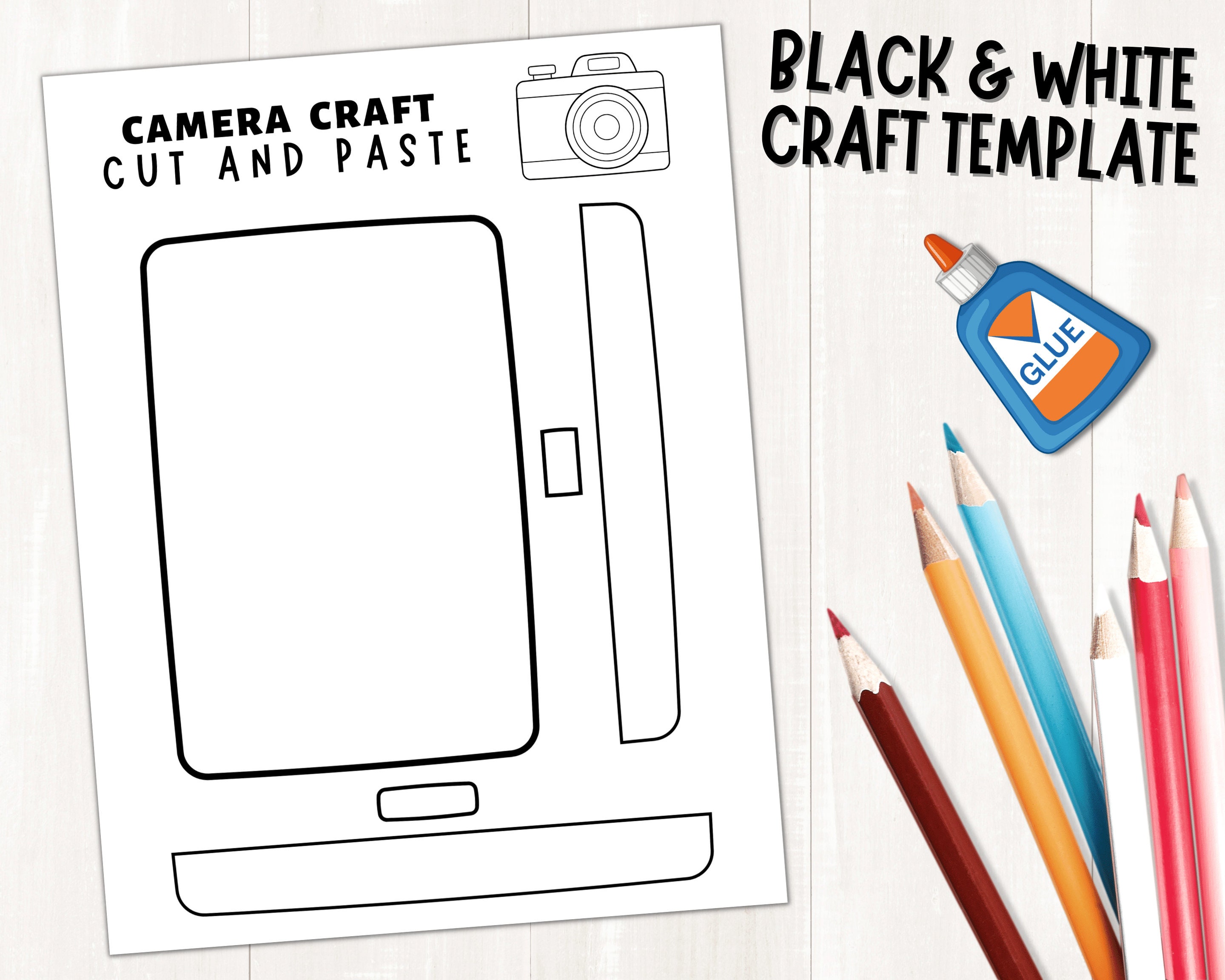 Printable Camera Craft for Kids | Camera Cut & Paste Craft Template ...