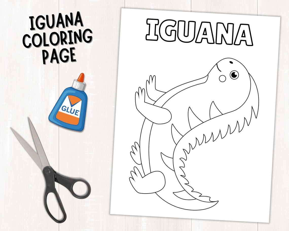 Printable Iguana Craft Template | Rainforest Animal for Kids | Reptile ...