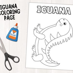 Printable Iguana Craft Template | Rainforest Animal for Kids | Reptile ...