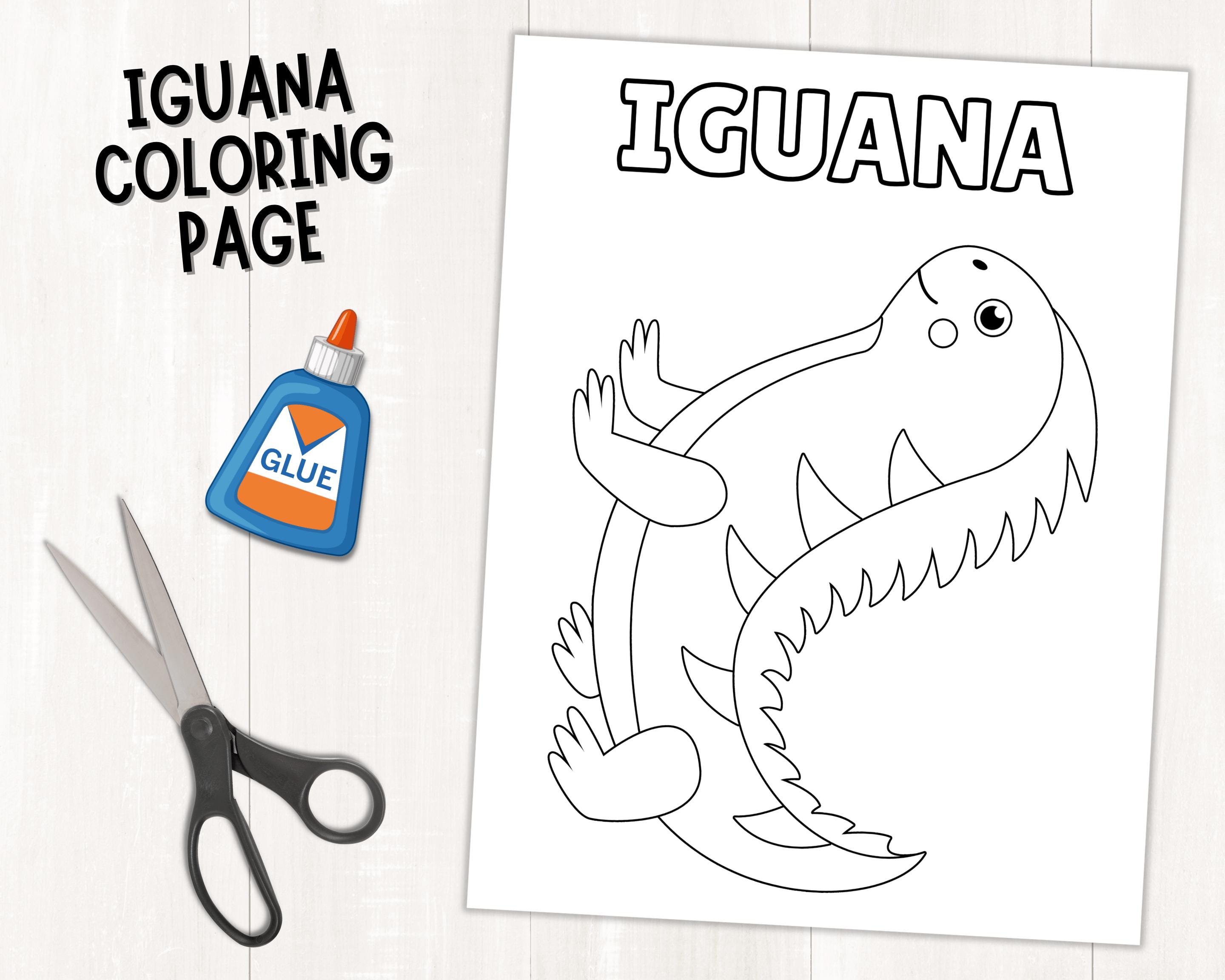 Printable Iguana Craft Template | Rainforest Animal for Kids | Reptile ...