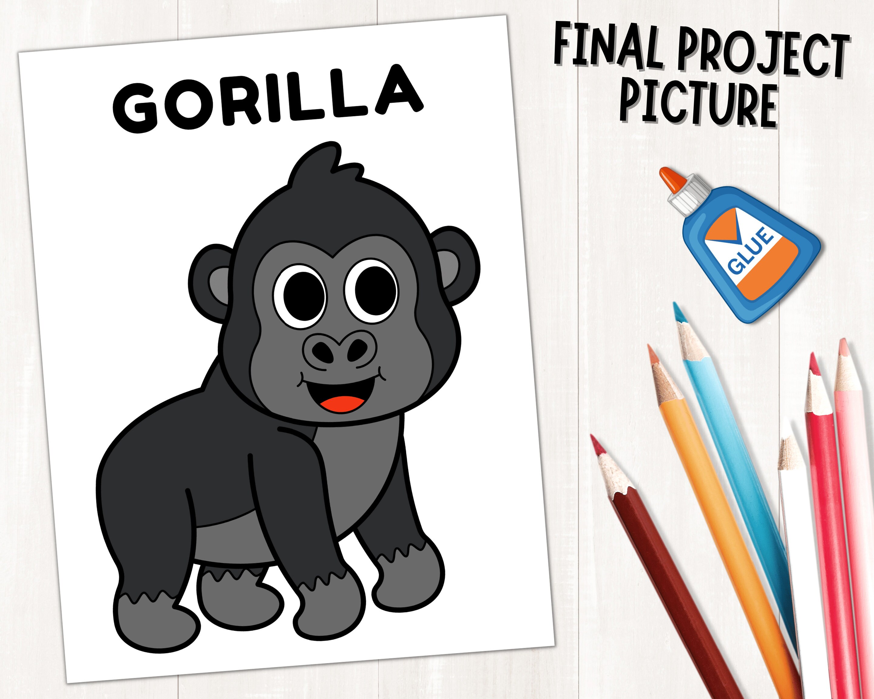 Printable Gorilla Craft for Kids | Forest Animal Craft | Zoo Animal ...