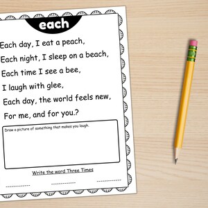 Sight Word Poems | Sight Word Activity | Worksheets | Read & Draw ...