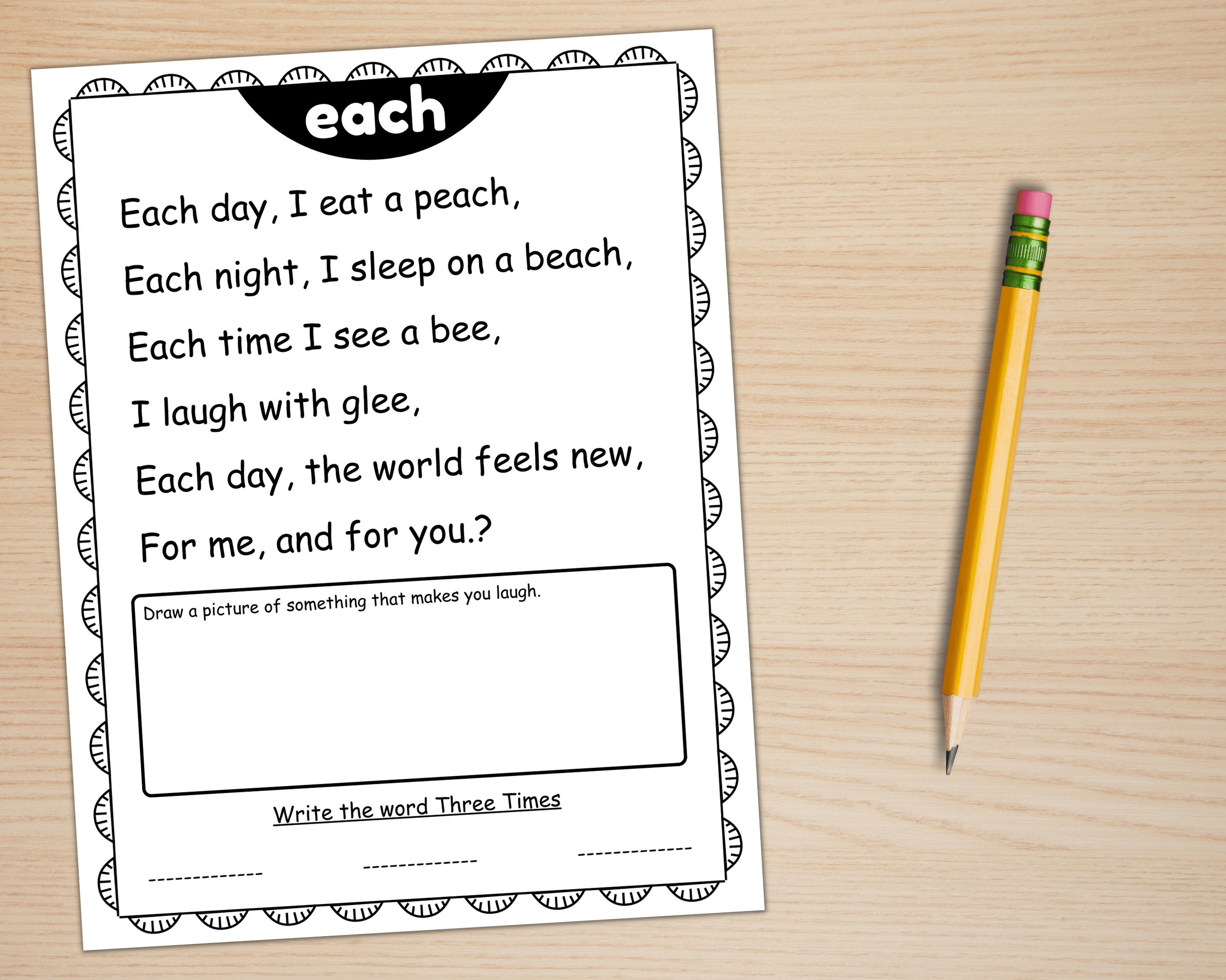 Sight Word Poems Sight Word Activity Worksheets Read & Draw Shared ...