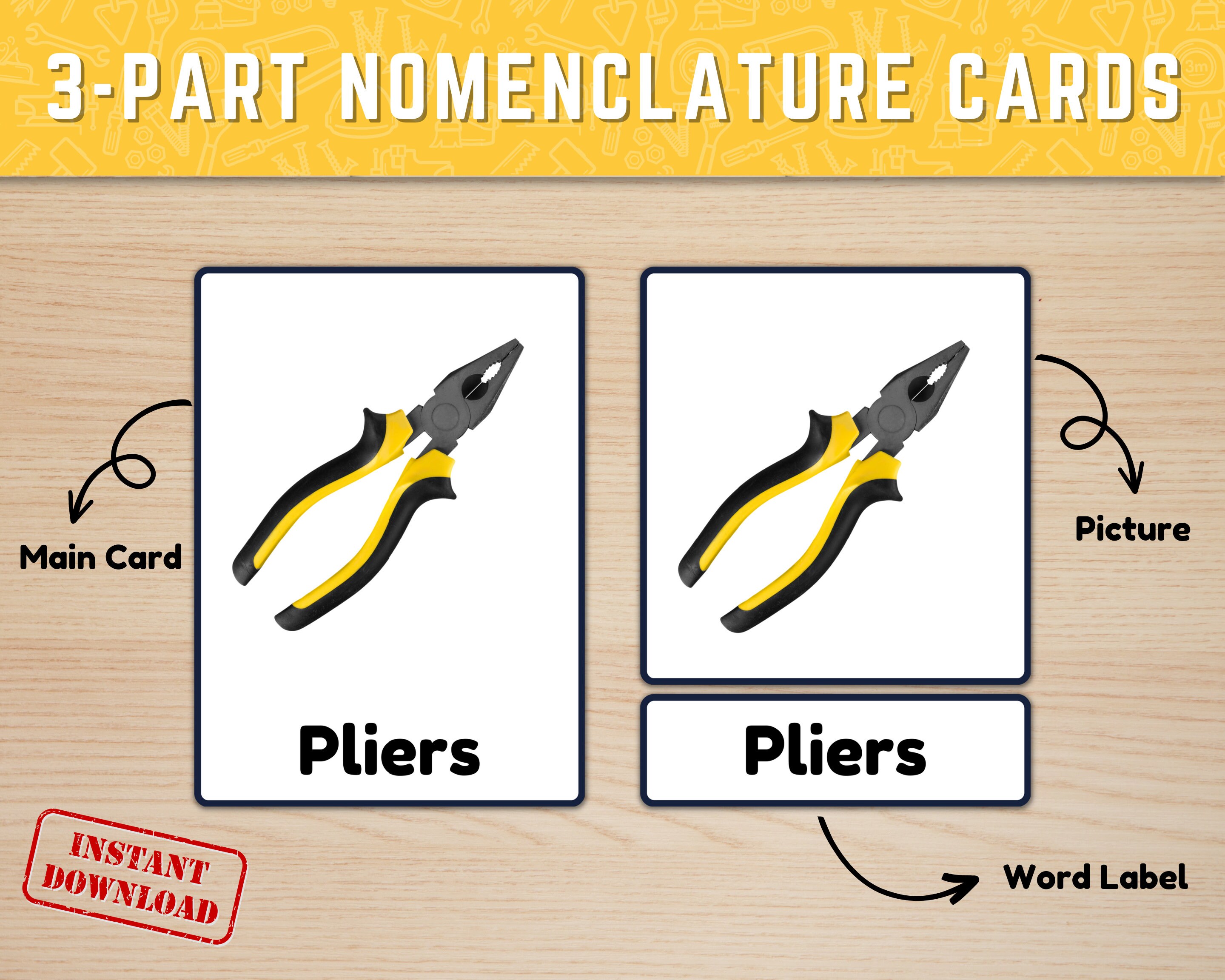 Tools Printable Flashcards | Tools Montessori 3-parts Cards | Tools ...