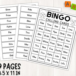 Long Vowel I Bingo Game | Long I With Silent E | Phonics Bingo Game for ...