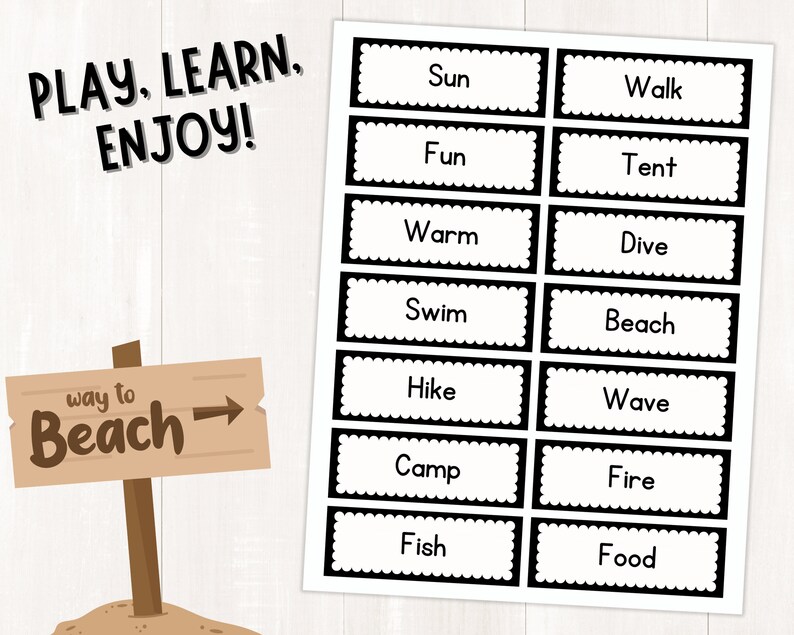 Summer Bingo Printable Game for Kids, 30 Unique Cards, 35 Summer Words ...