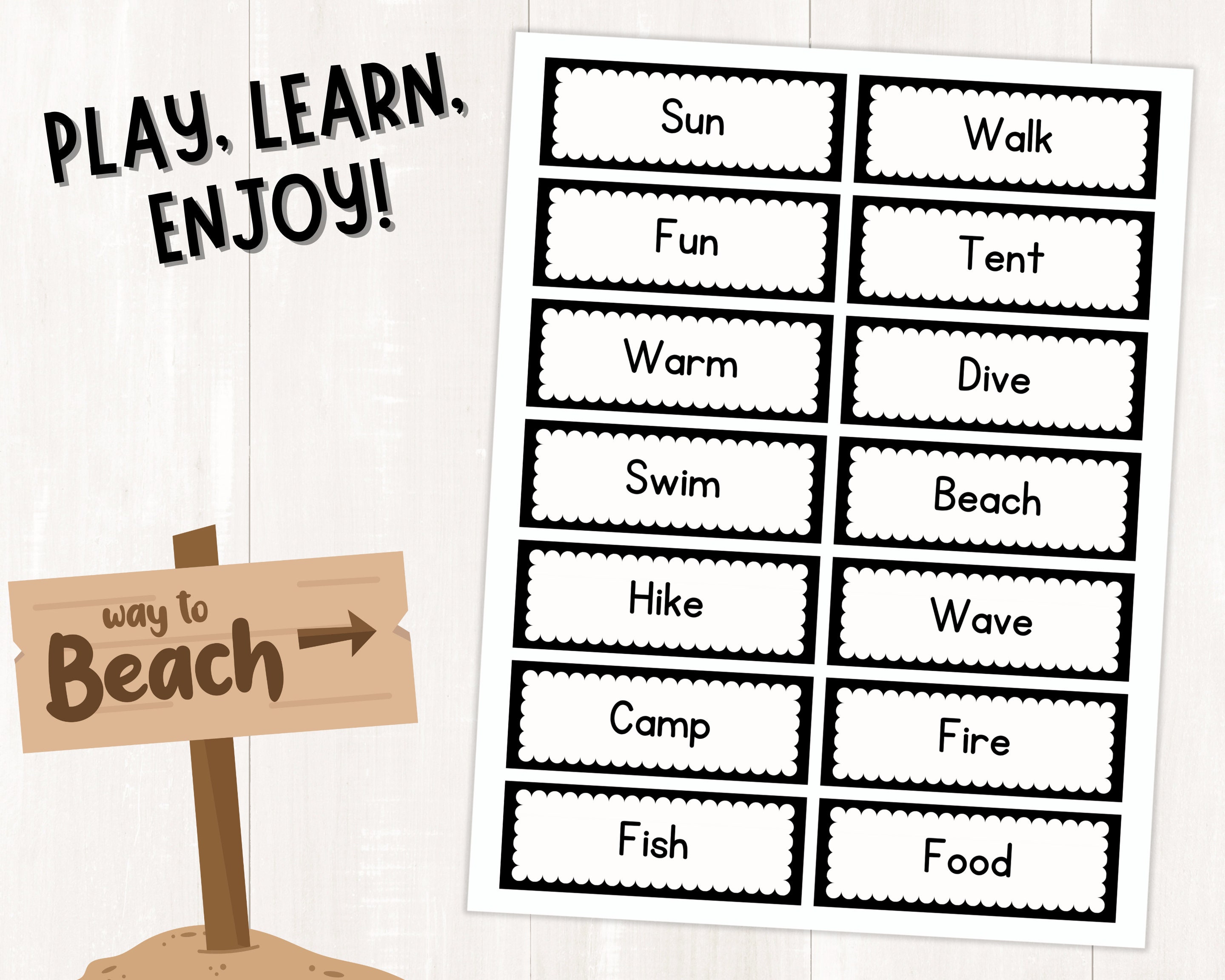 Summer Bingo Printable Game for Kids, 30 Unique Cards, 35 Summer Words ...